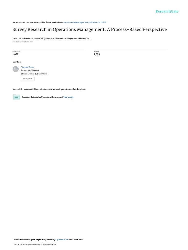 Survey Research in Operations Management A Process | PDF | Sampling ...