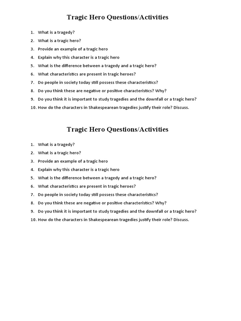 Understanding Tragic Heroes | PDF | Social Science | Language Arts ...
