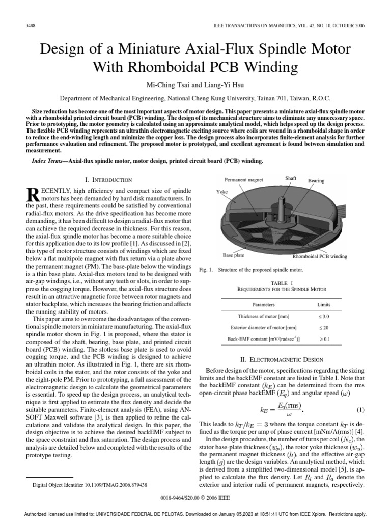 Design of A Miniature Axial-Flux Spindle Motor With Rhomboidal PCB ...