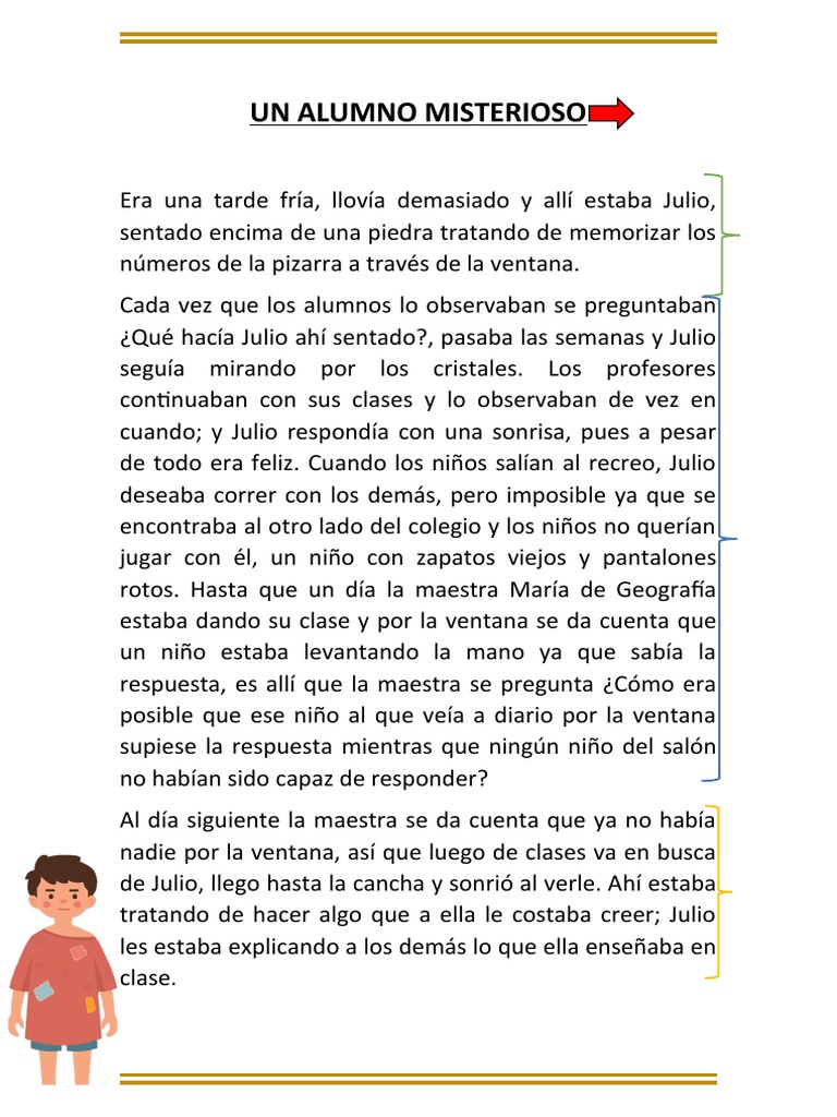 1 UN ALUMNO MISTERIOSO Lectura | PDF