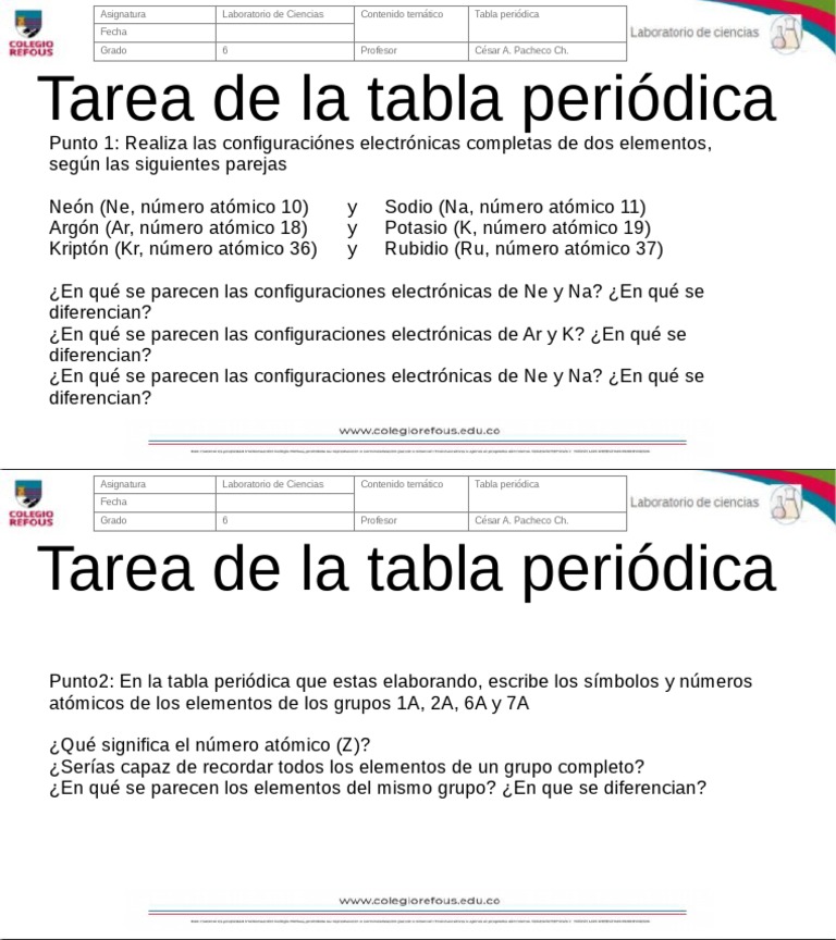 Tarea Tabla Periodica | PDF