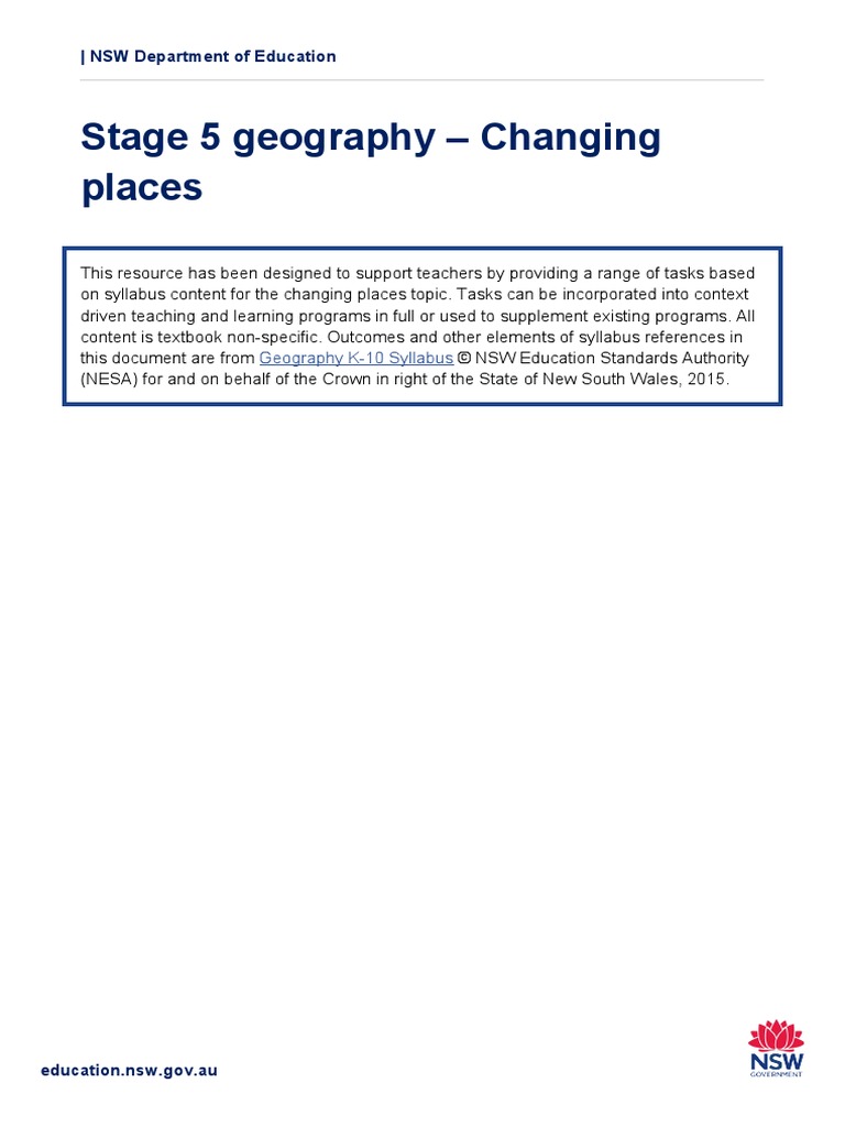 Hsie s5 Geography Changing Places | PDF | Urbanization | Human Migration