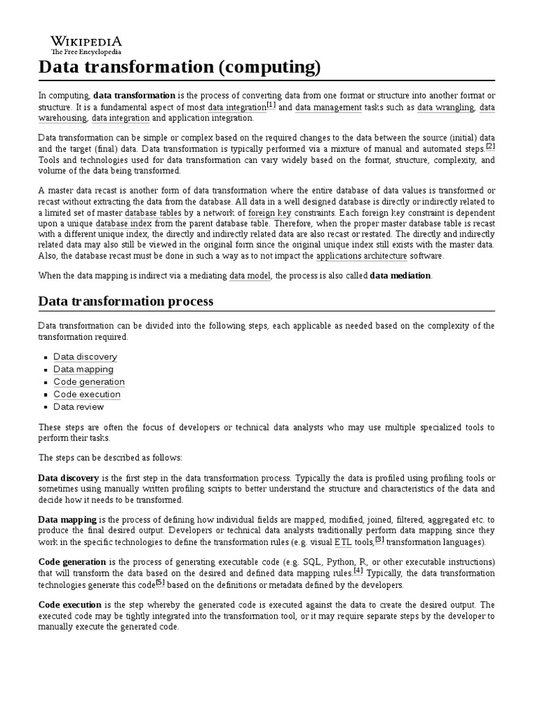 Data Transformation (Computing) | PDF | Computer Programming | Software Development