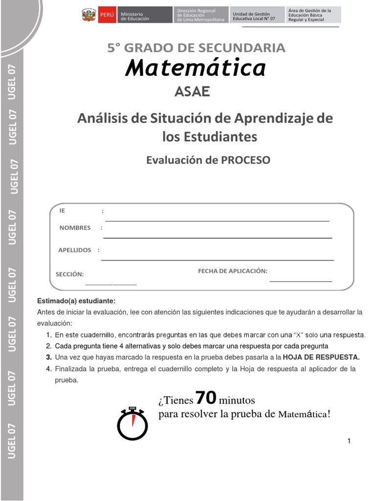 Eva-Proceso 5to - Matematica.f | PDF | Tren