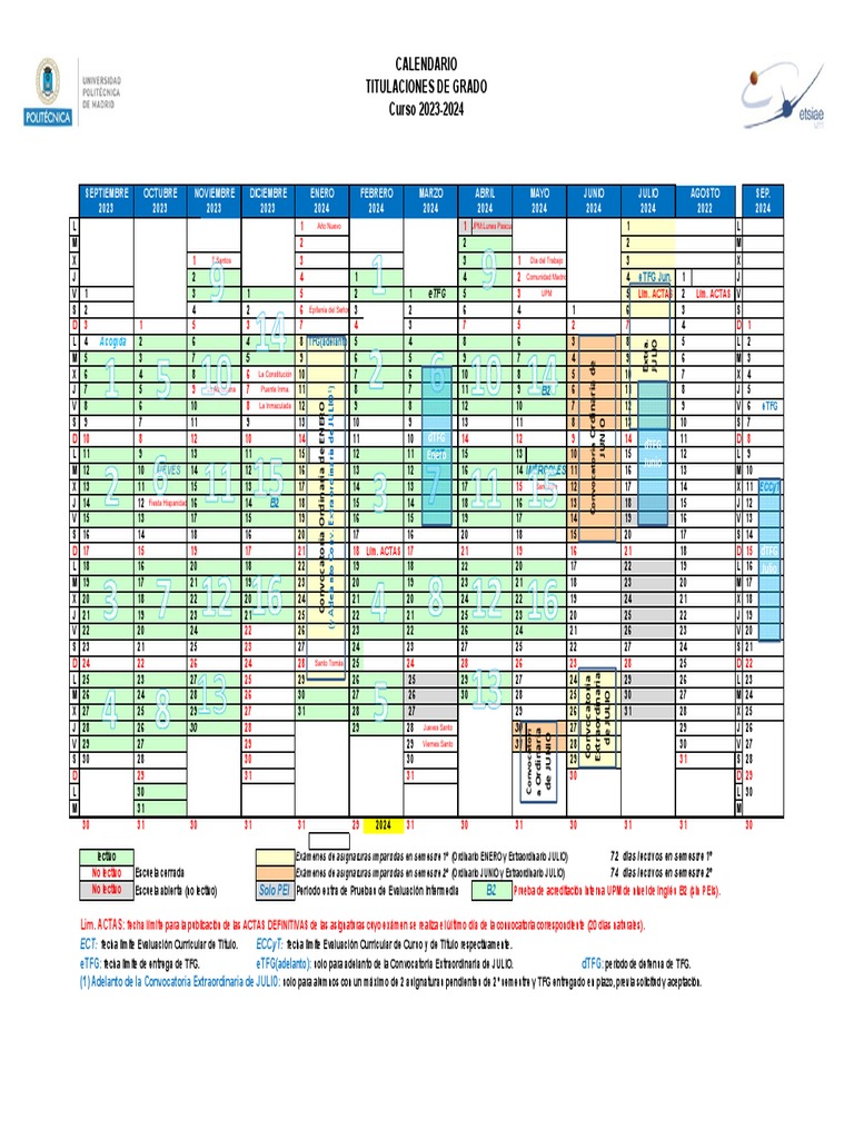 Calendario Académico UPM 2023-2024 | PDF