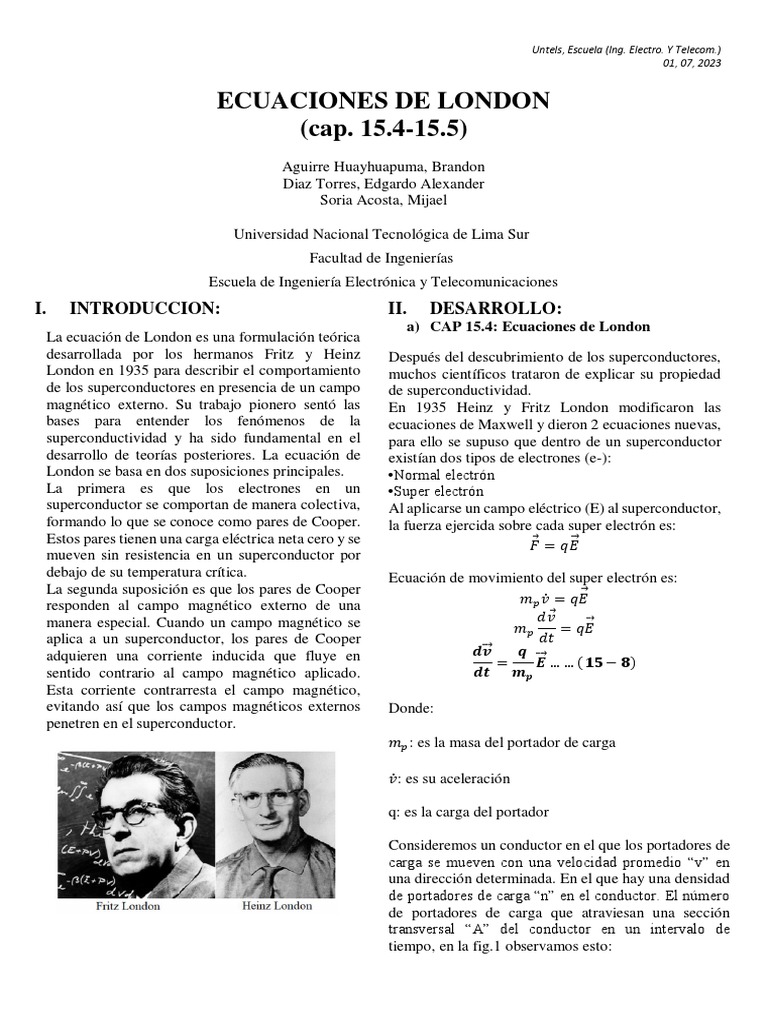 Ecuaciones de London y Superconductividad | PDF | Superconductividad ...