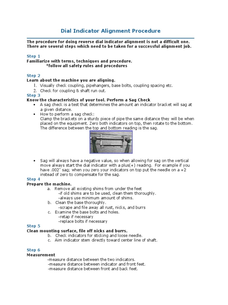 Dial Indicator Alignment Procedure | PDF