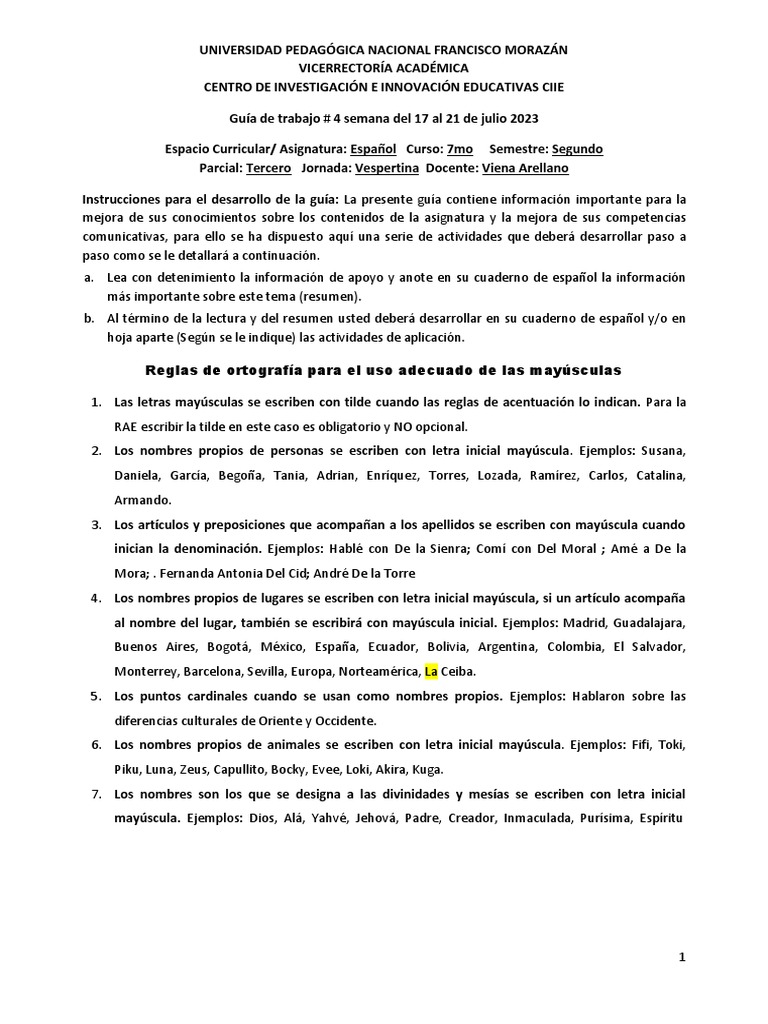 Guía de Uso de Mayúsculas en Español | PDF