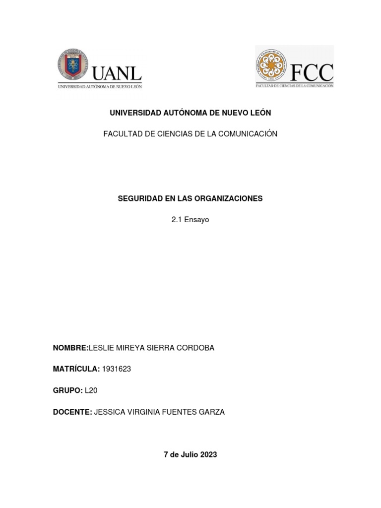 Seguridad en Las Organizaciones Act2.1 | PDF | Derecho laboral