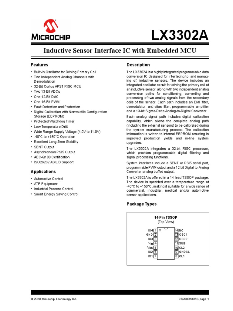 Inductive Sensor Interface IC With Embedded MCU: Features Description ...