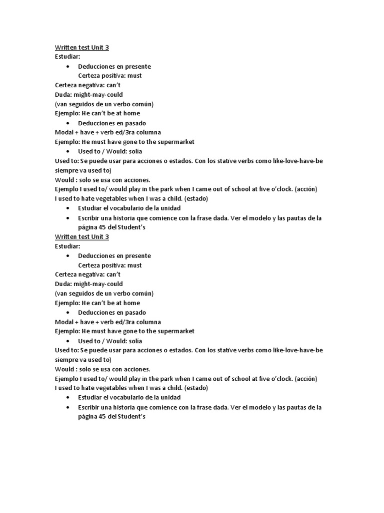 Prueba Unit 3 Focus 3 | PDF