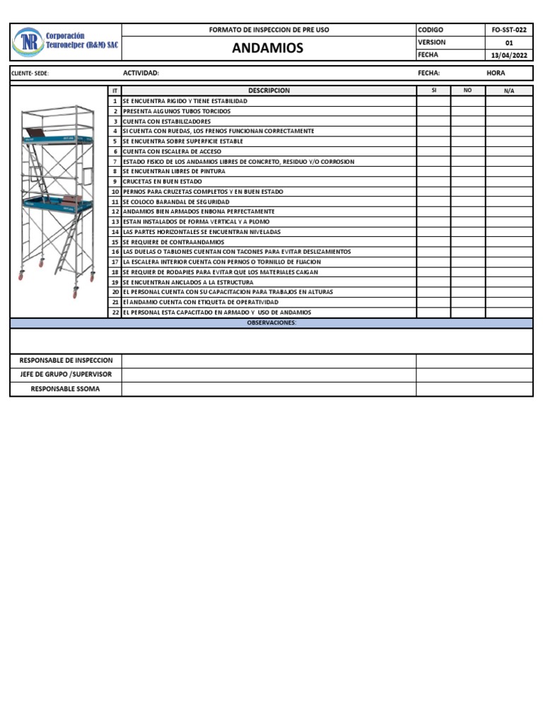 Check List - Andamios | PDF