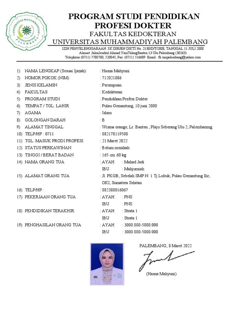 Form Pendaftaran Koas | PDF