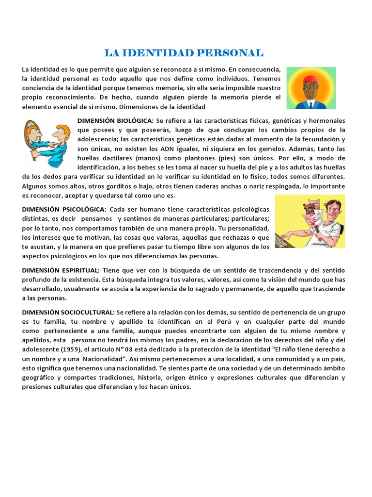 Ficha - LA IDENTIDAD PERSONAL | PDF | Sicología | Memoria