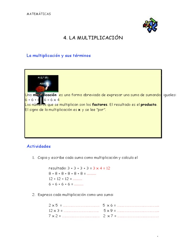Introducción a la Multiplicación | PDF | Multiplicación | Notación ...