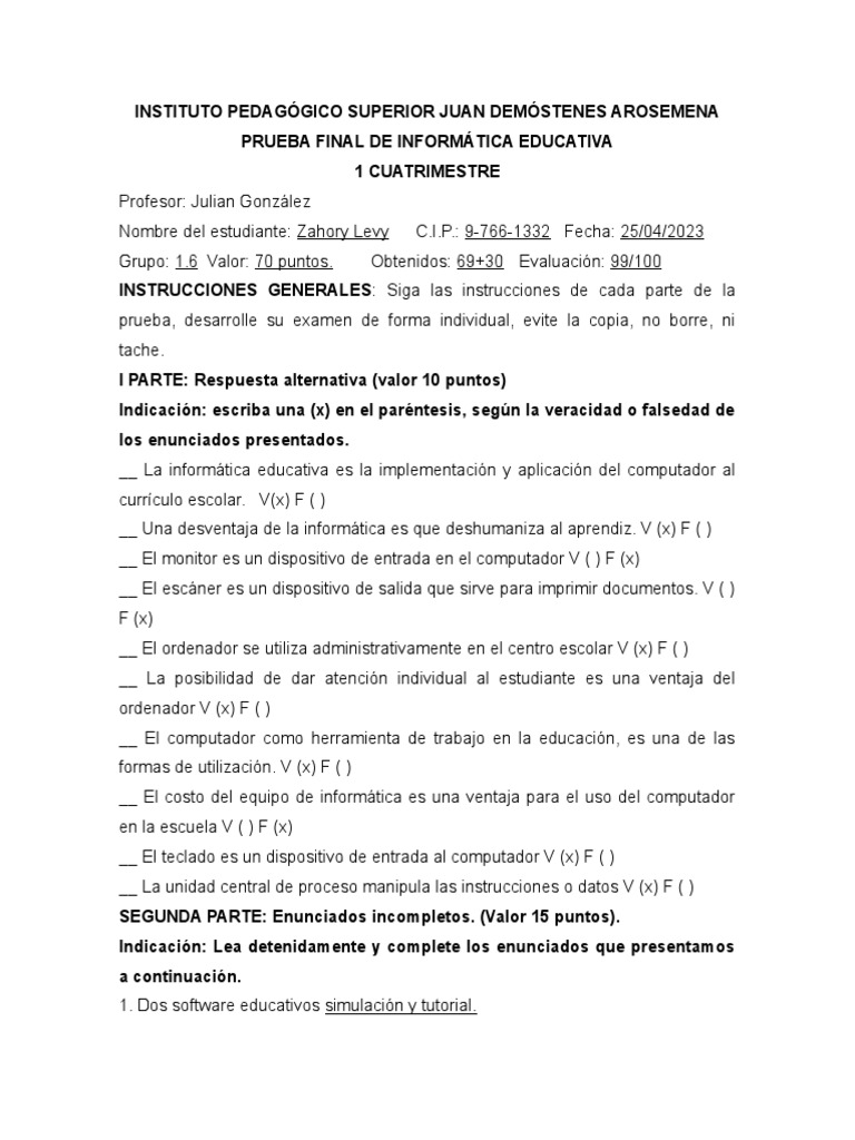 Examen Final de Informática | Descargar gratis PDF | Informática ...