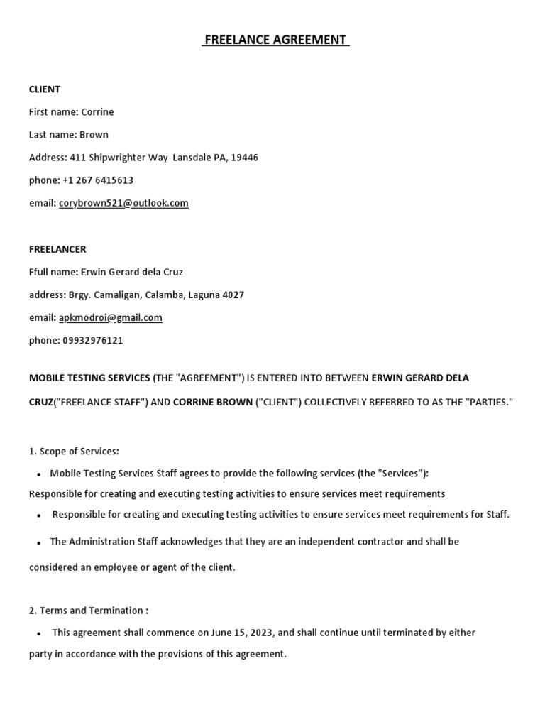 Freelance Agreement. Documents PDF | PDF | Employment | Freelancer