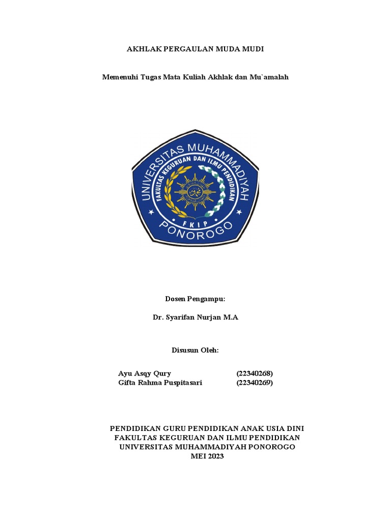 Akhlak Muda Mudi KEDUA | PDF