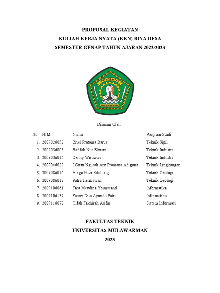 Proposal KKN Kelompok 15 | PDF