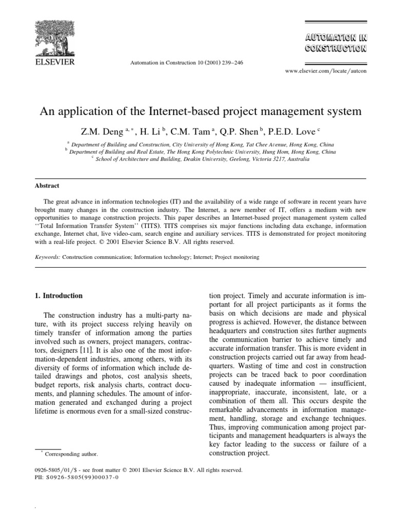 An Application of The Internet-Based Project Management System | PDF ...