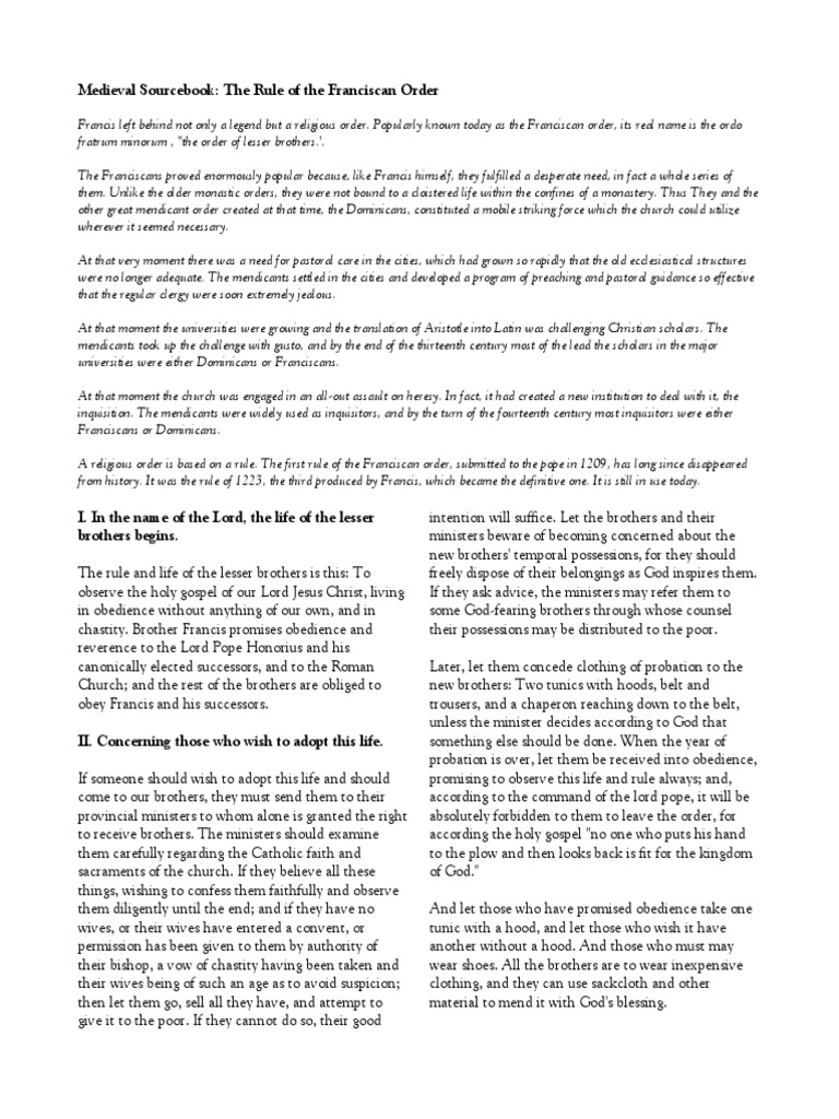Rule of ST Francis | PDF | Inquisition | Dominican Order