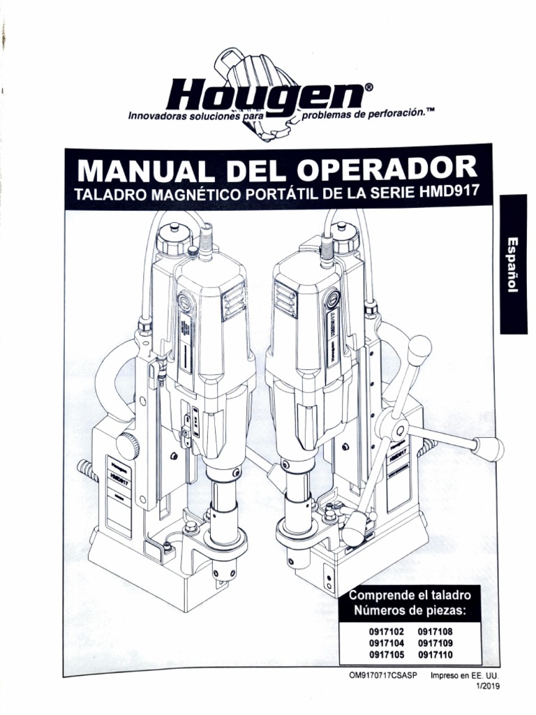 Manual Operador Taladro Magnetico Serie HMD917 Hougen | PDF ...