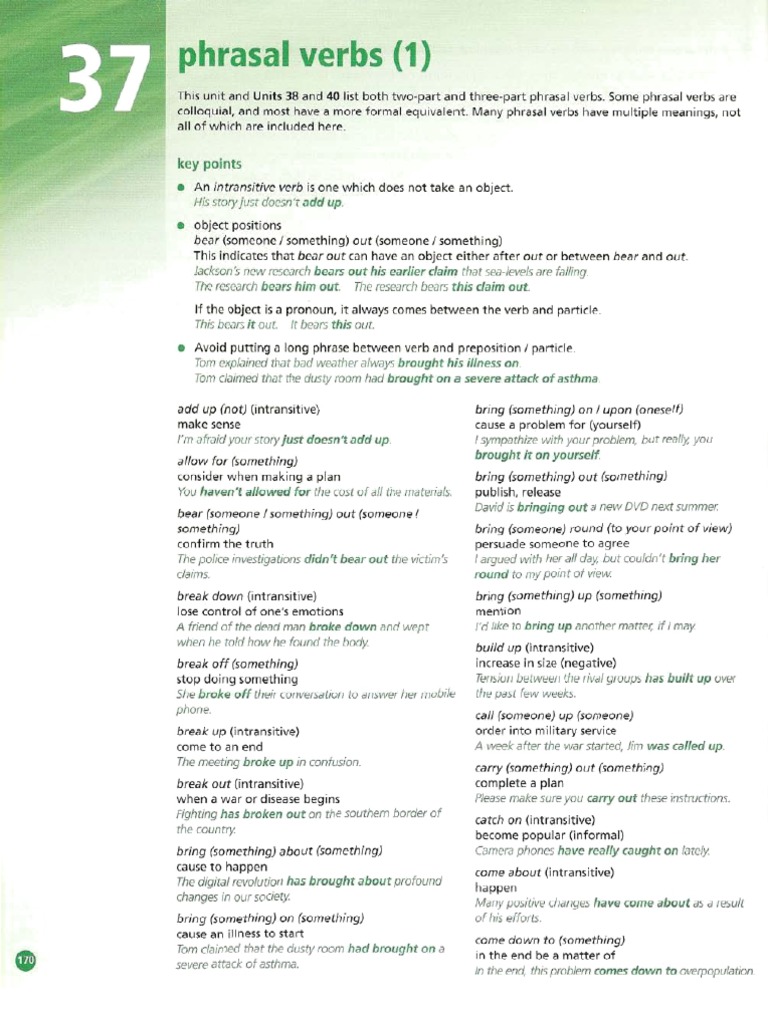 Phrasal Verbs Guide: Usage and Examples | PDF | Verb | Object (Grammar)