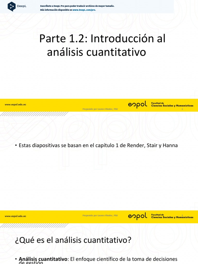 Lecture 2 - Intro To Quant Analysis Es | PDF | Toma de decisiones | Estadísticas