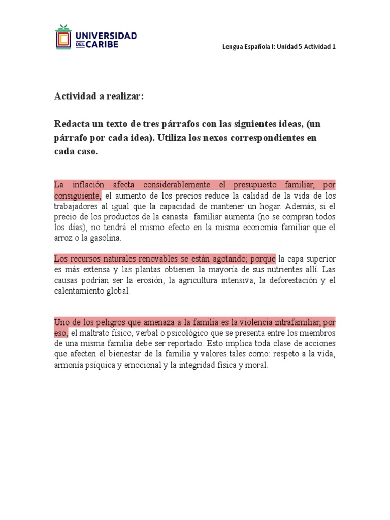 Unidad 5 Actividad 1 Lengua Española | PDF