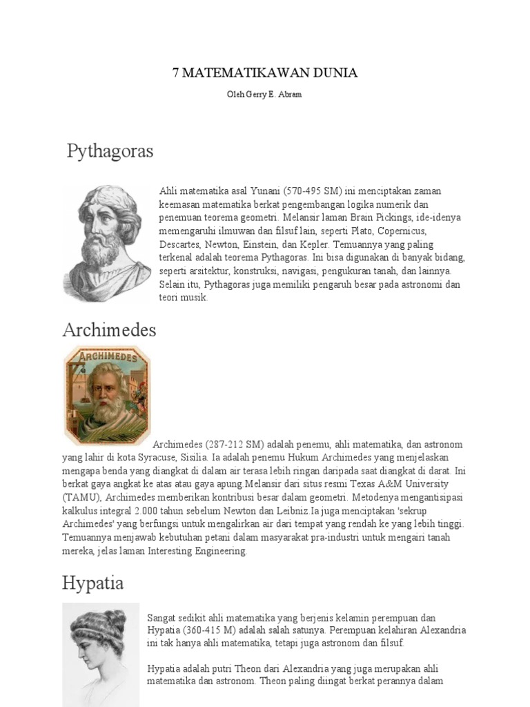 7 Matematikawan Dunia | PDF