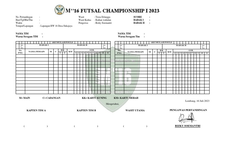 Form Pertandingan | PDF