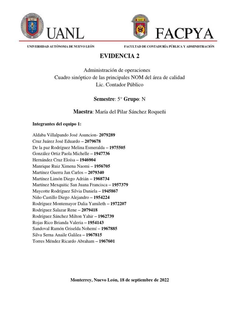 Equipo1 Evidencia2 Nom | PDF | Calidad (comercial) | Alimentos