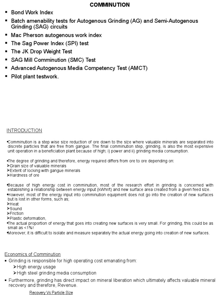 MT 550 COMMINUTION Grinding 2022.23 | PDF | Mill (Grinding) | Fracture