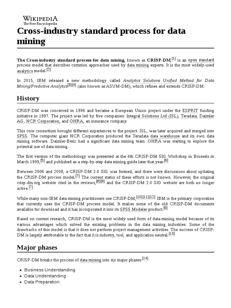Cross-Industry Standard Process For Data Mining | PDF | Analysis | Statistics