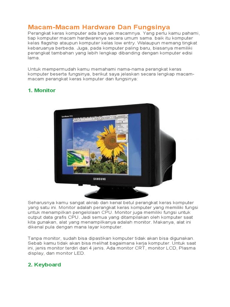 Macam-Macam Hardware Komputer | PDF