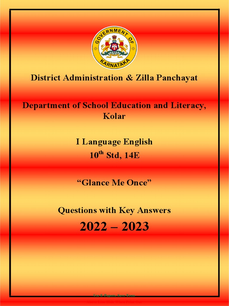 10th STD FL English Glance Me Once 2022-23 by Kolar | PDF | Anne Frank | Louis Pasteur