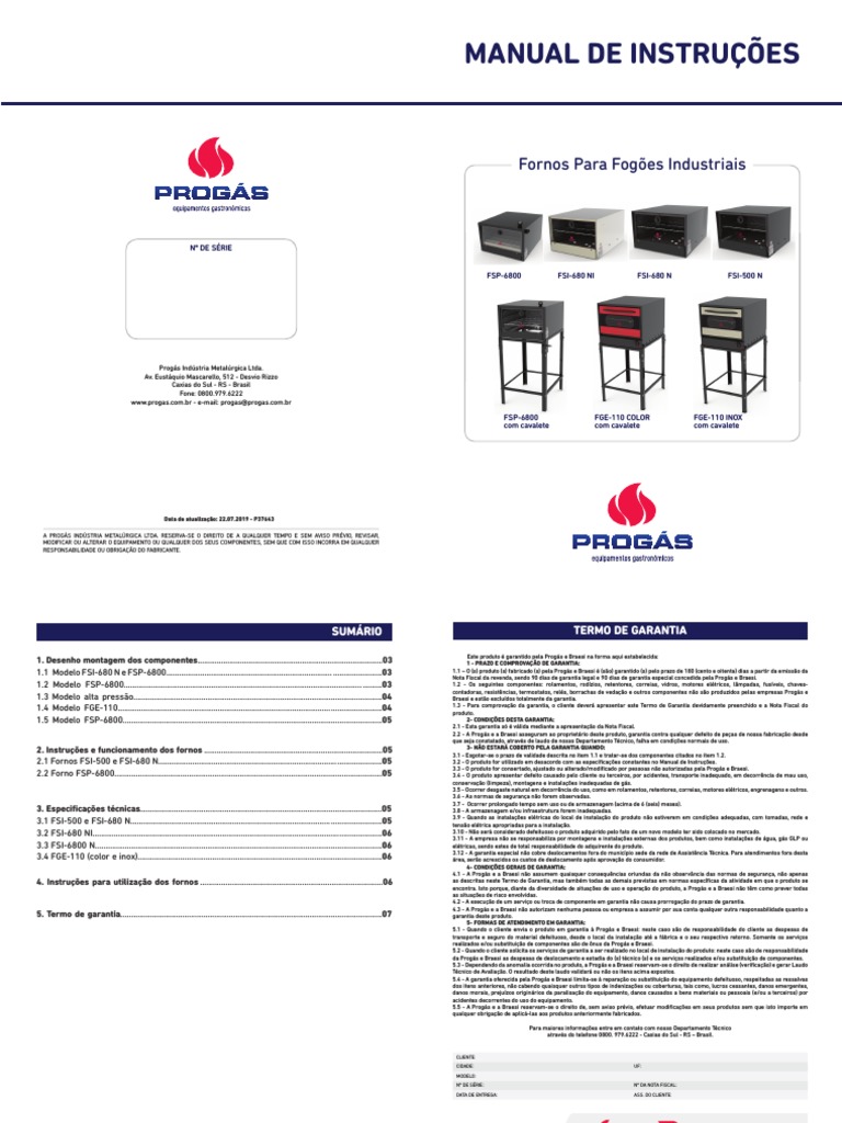 Manual Forno DAKO | PDF | Forno | Setor terciário da economia