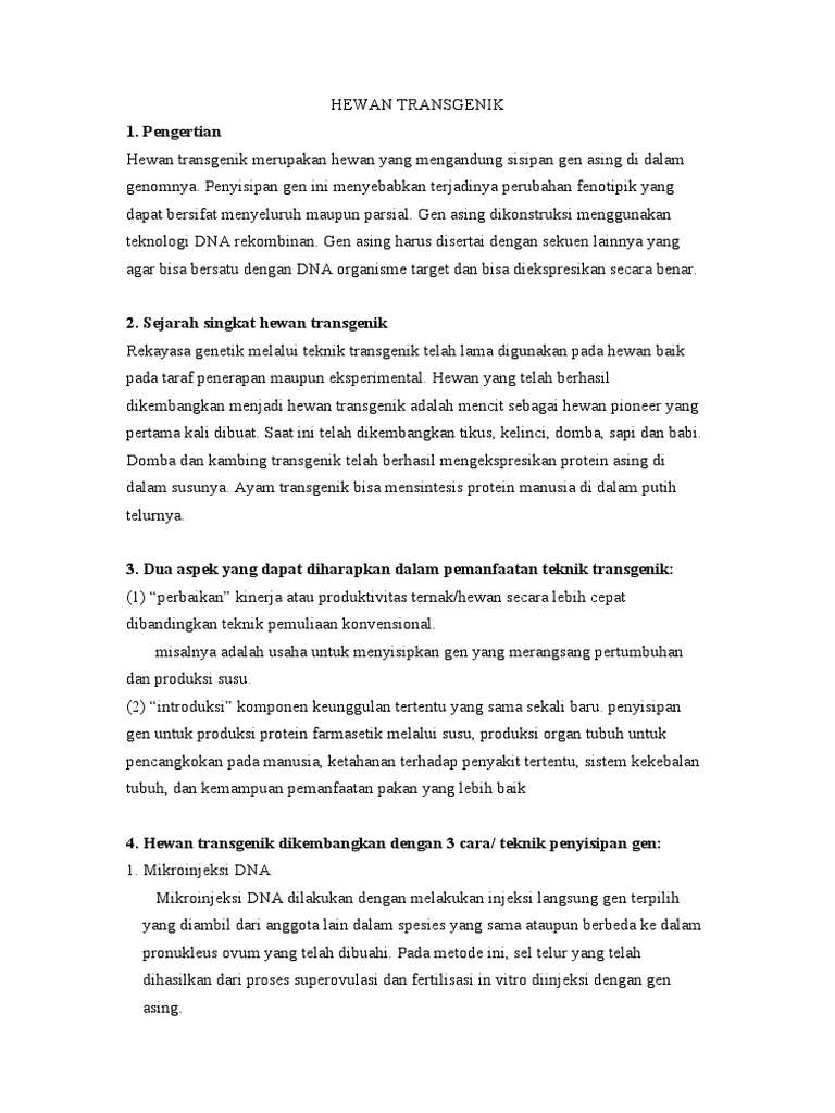 HEWAN TRANSGENIK (Tugas Ica) | PDF