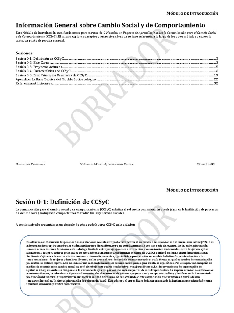 Modulo 0 - Paquete de Aprendizaje Sobre La CCSyC | PDF | Control de la natalidad | Comportamiento