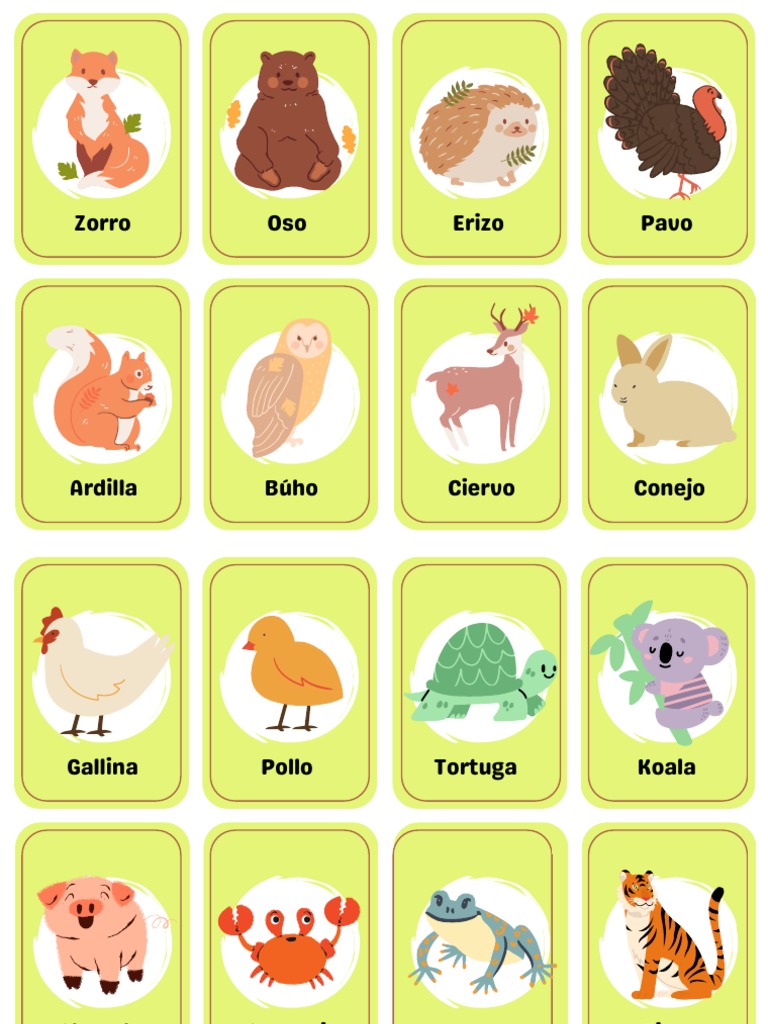 Flashcards de Animales para Imprimir | PDF