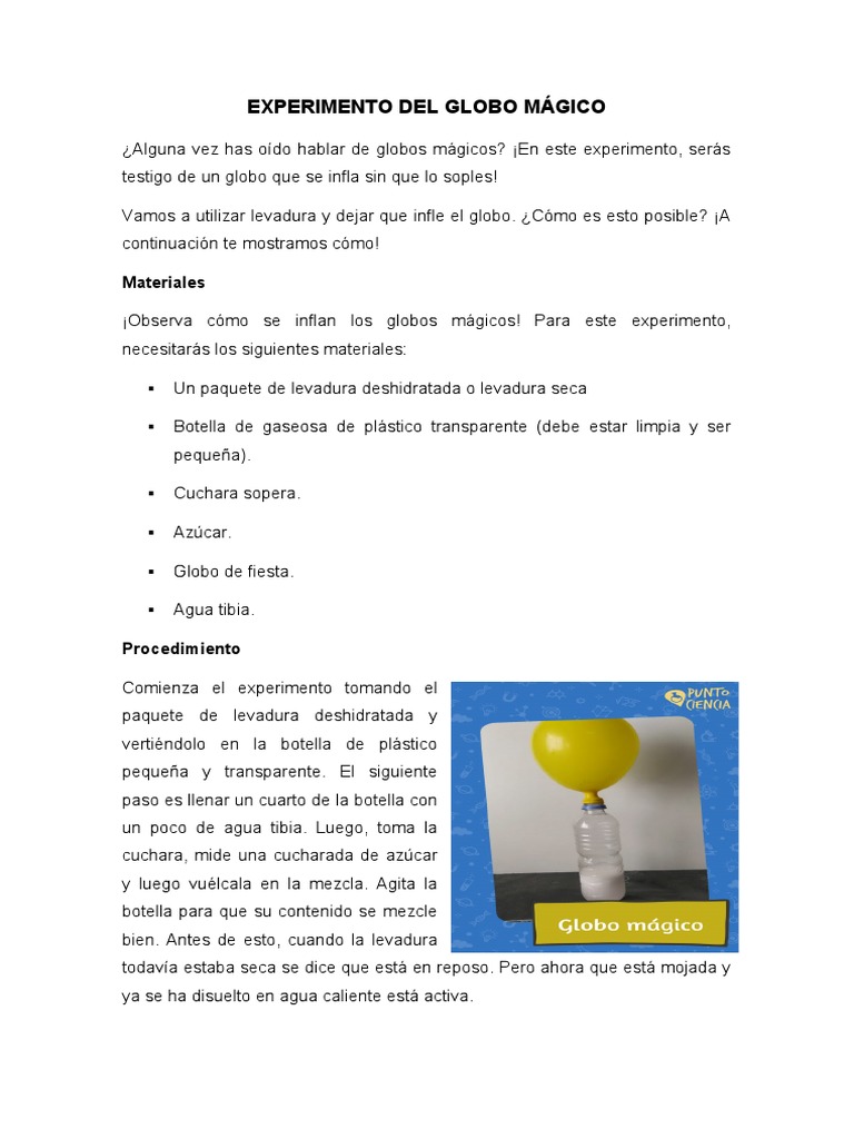 Experimento Del Globo Mágico | PDF | Levadura | Limonada