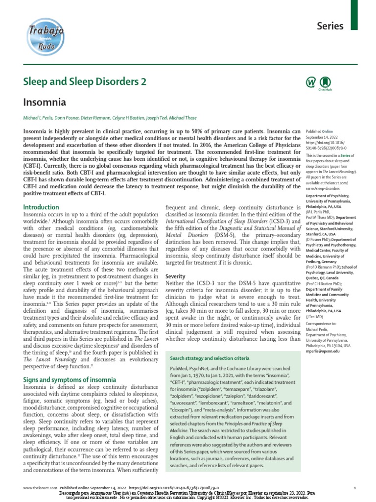 Insomnia | PDF | Insomnia | Mental Disorder