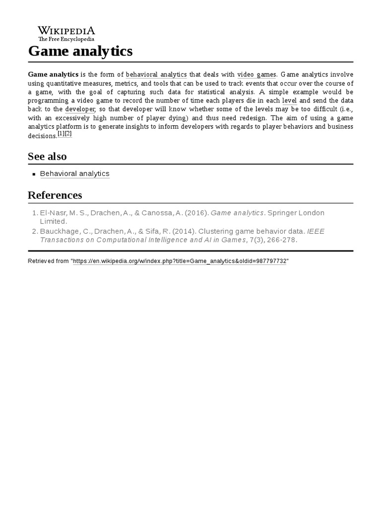 Game Analytics | PDF | Games & Activities | Technology & Engineering