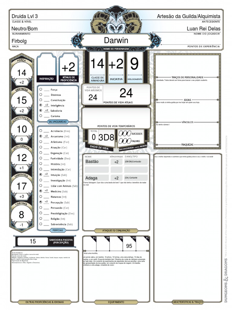 DND Ficha Do Druida Putasso | PDF
