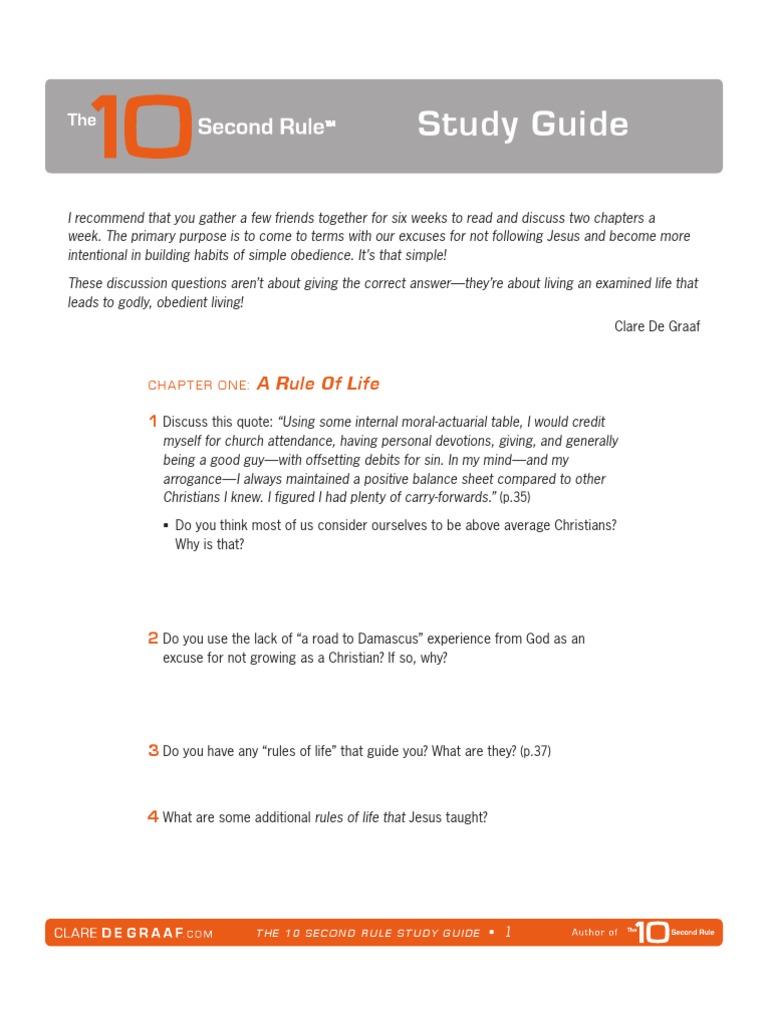 10 Second Rule Study Guide | PDF | Forgiveness | Jesus
