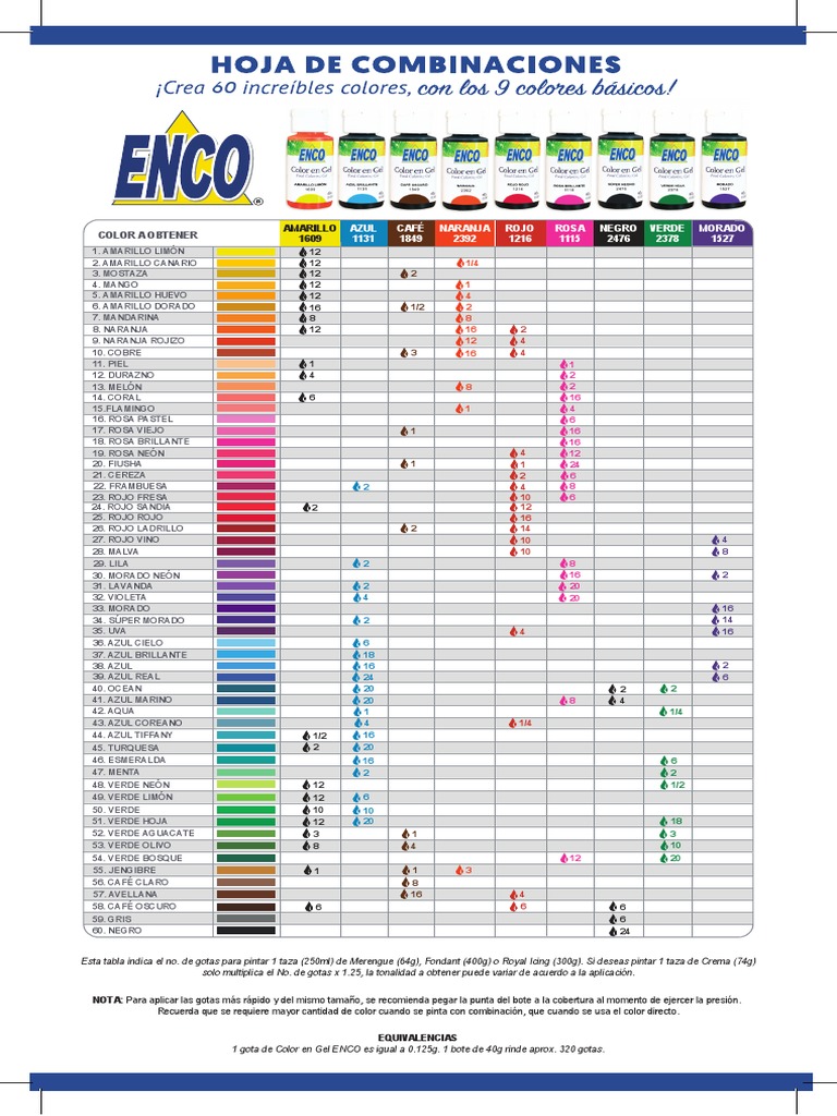 Nueva Hoja de Combinaciones Enco | PDF | Amarillo | Color