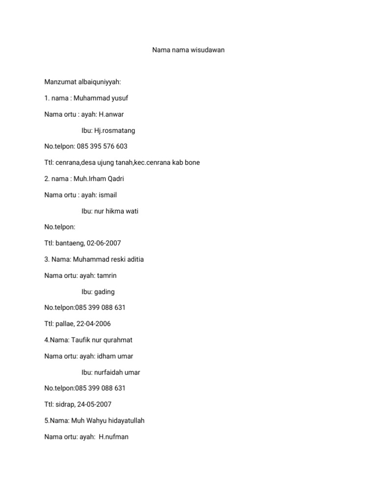 Nama Wisudawan | PDF