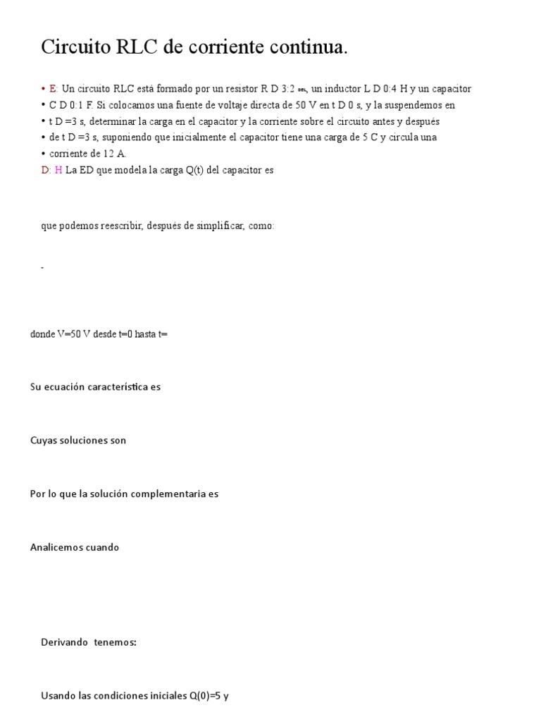 Circuito RLC de Corriente Continua | PDF