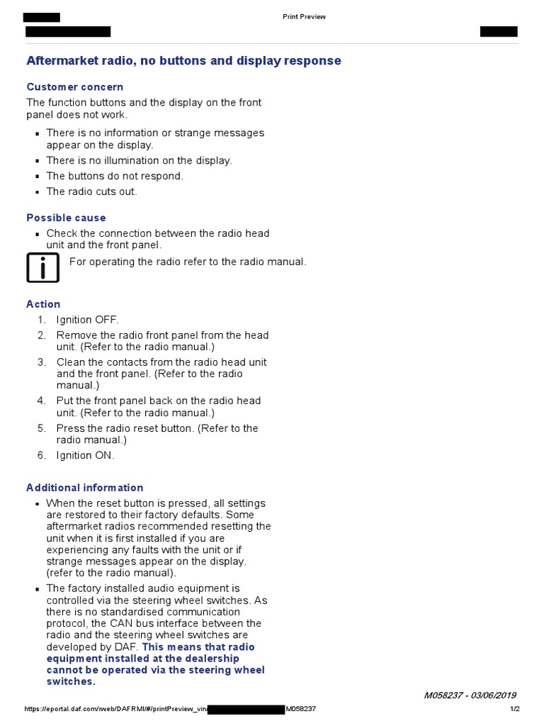 Aftermarket Radio, No Buttons and Display Response | PDF | Radio | Switch