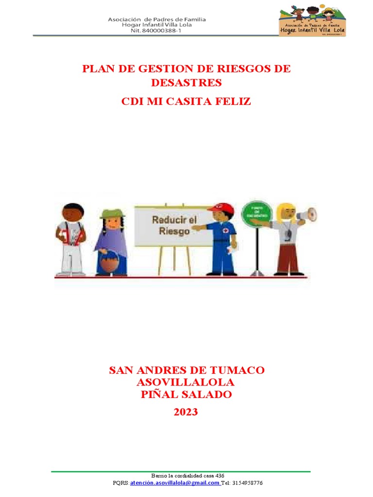 Plan de Gestion de Riesgos de Desastres | PDF | Emergencia | Defensa Civil